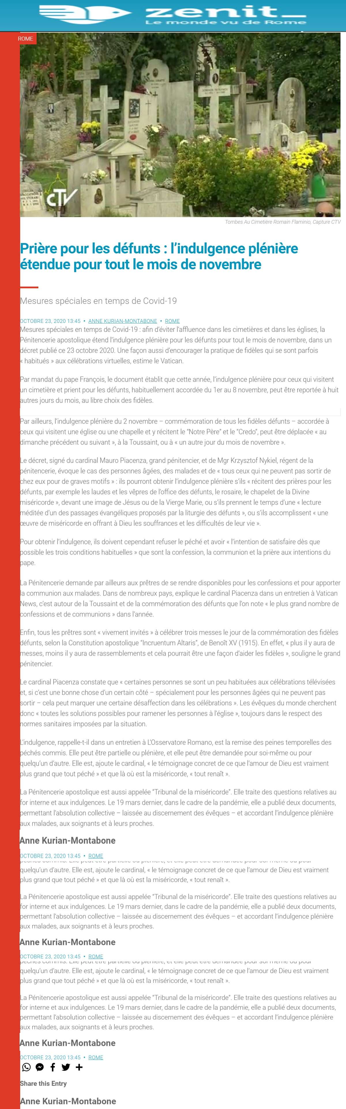 Uneindulgence plénière est accordée au fidèlequi participe dévotement, dans une église ou ...